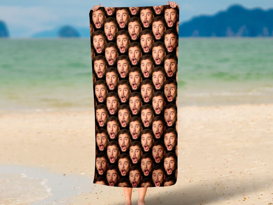 Custom Face All Over Beach Towel Personalized Photo Towel Your Face on ...