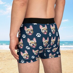 Personalized Pet Underwear Custom Dog Face Boxer Brief Paws Print Men's ...