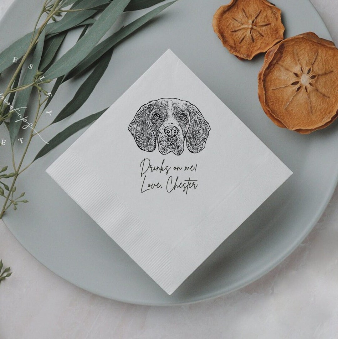 Custom Dog Wedding Napkins Personalized Cocktail Napkins With 1 2 3 ...
