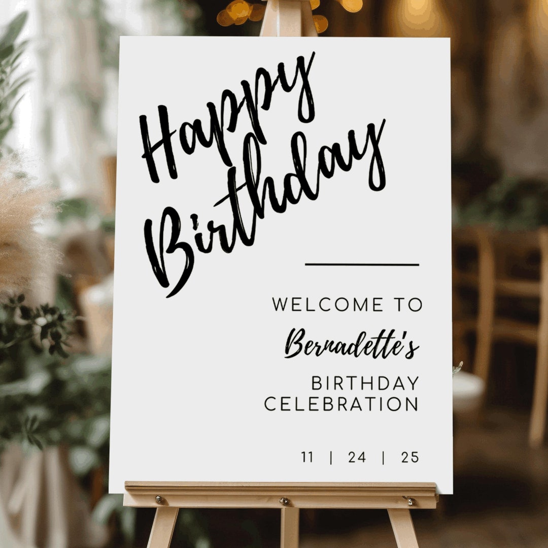 Happy Birthday Welcome Sign With Stand • Welcome to Birthday Sign ...