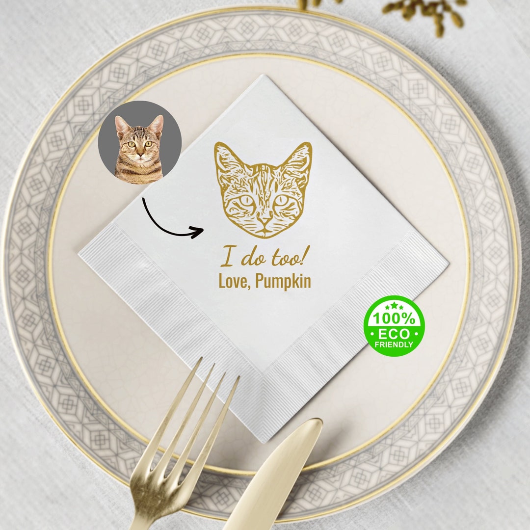 Custom Cat Wedding Napkins • Personalized Cocktail Napkins With 1 2 3 ...