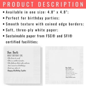 Fun Facts About Birthday Boy/girl Custom Napkins • Personalized 30th ...