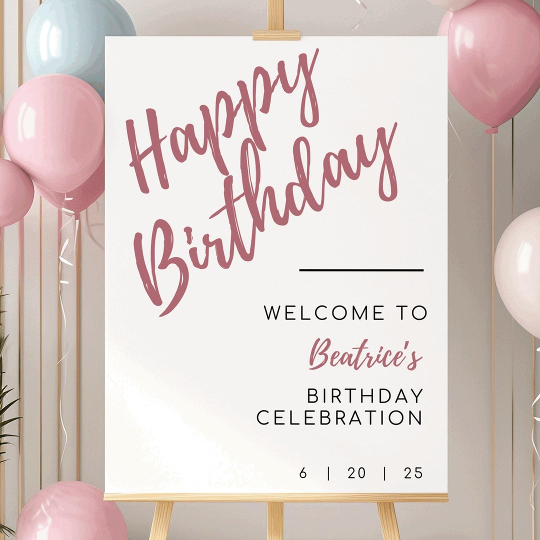 Happy Birthday Welcome Sign With Stand • Welcome to Birthday Sign ...