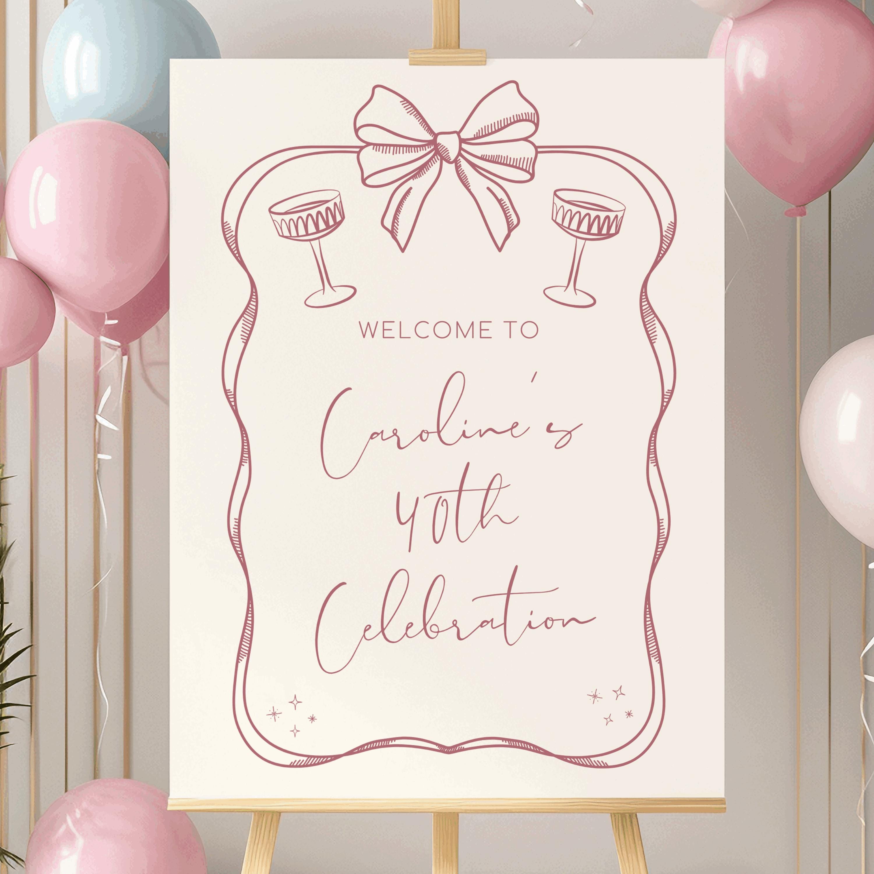 Milestone Beige Welcome Birthday Sign With Stand • Custom 40th Birthday ...