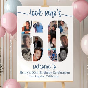Custom 60th Birthday Photo Collage Sign With Stand • Look Who's 60 ...