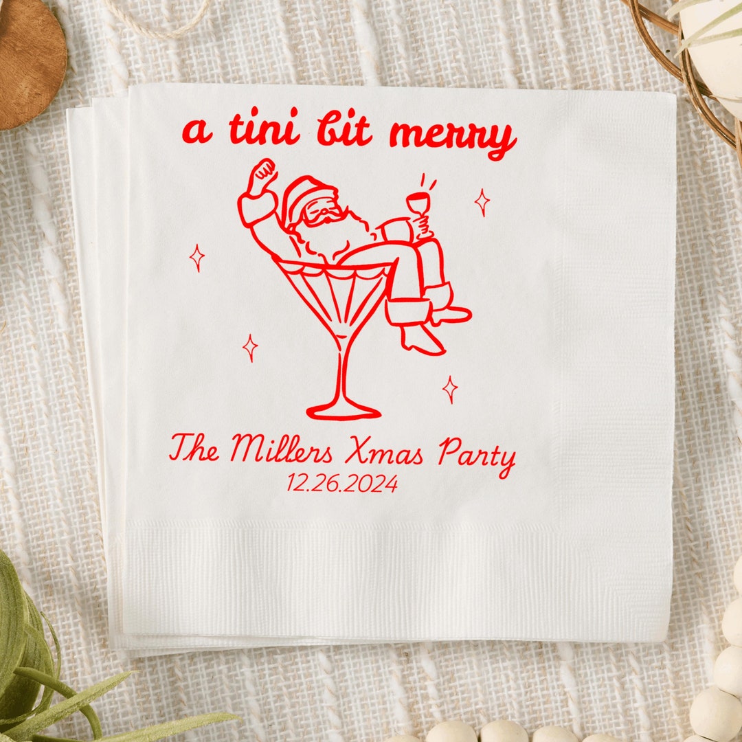 A Tini Bit Merry Napkins Christmas Party Napkins Cocktail Napkins ...