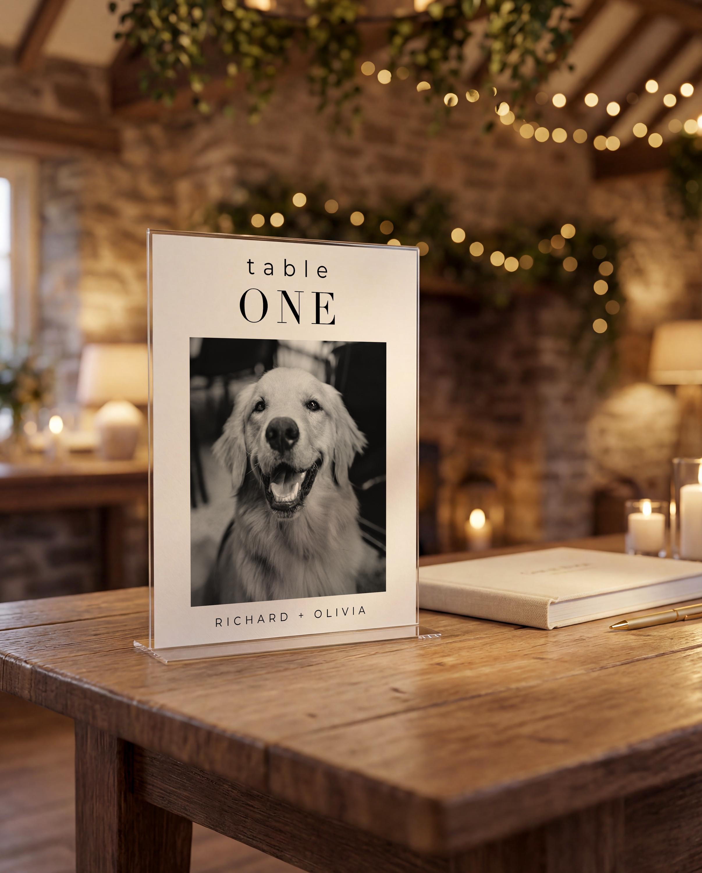 Custom Pet Photo Table Number Sign With Acrylic Stand Included ...
