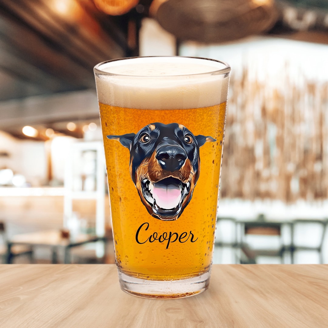 Custom Pet Pint Glass With Photo and Name • Dog Beer Glass ...