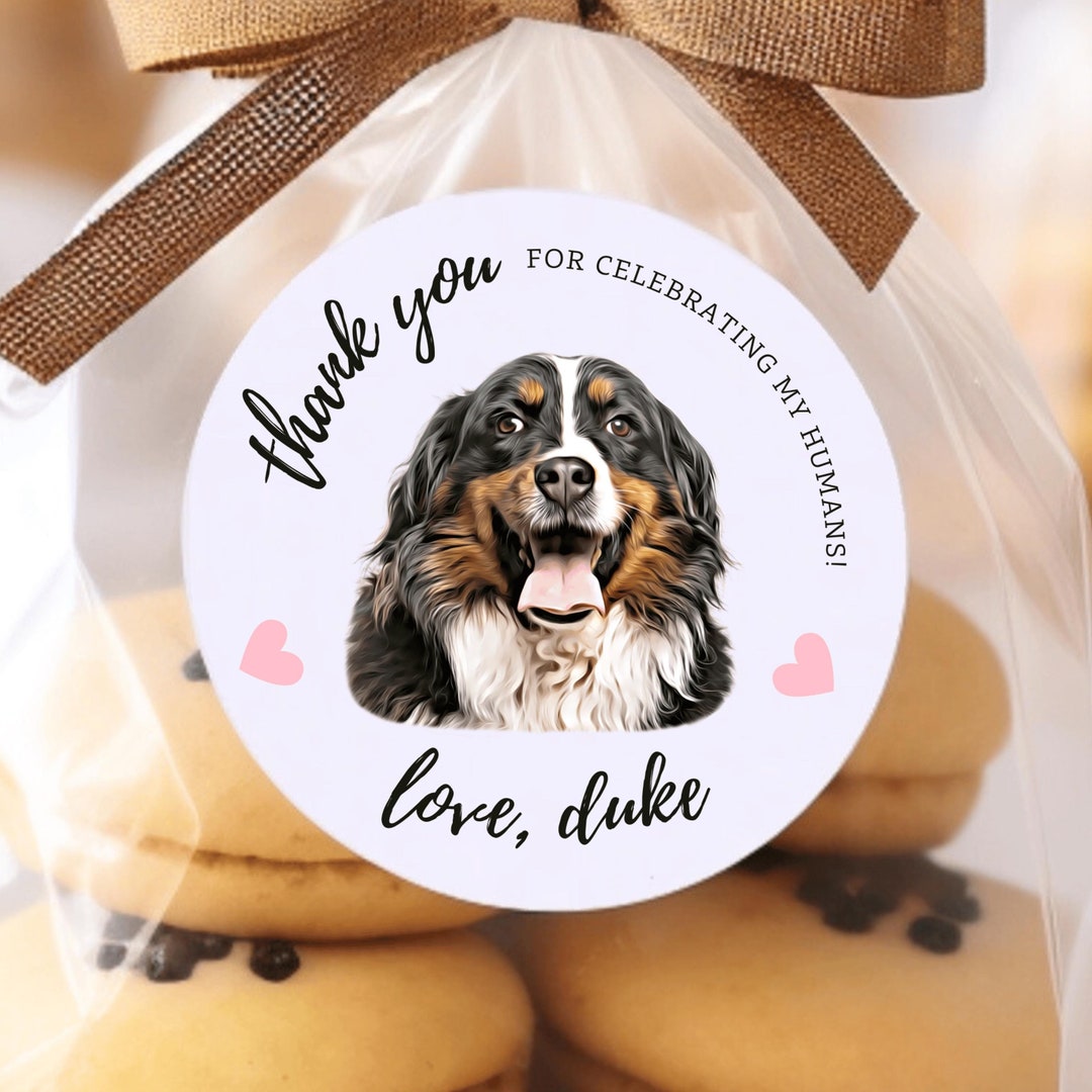 Custom Dog Wedding Stickers • Personalized Pet Wedding Favor Labels ...