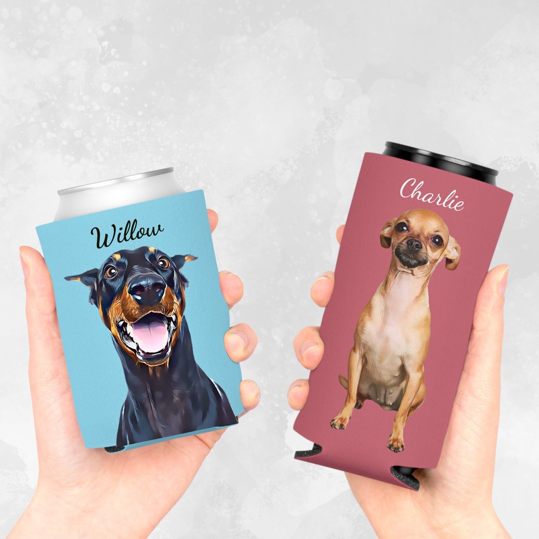Custom Dog Beer Cooler With 1 2 Pets • Personalized Pet Can Holder ...