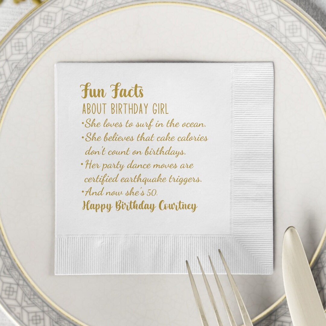 Fun Facts About Birthday Boy/girl Custom Napkins Personalized 30th ...
