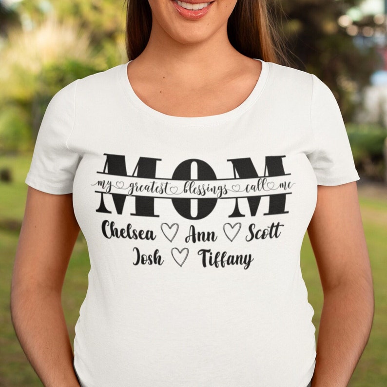 Custom Mom Shirt With Kids Names Personalized Mom T-shirt - Etsy