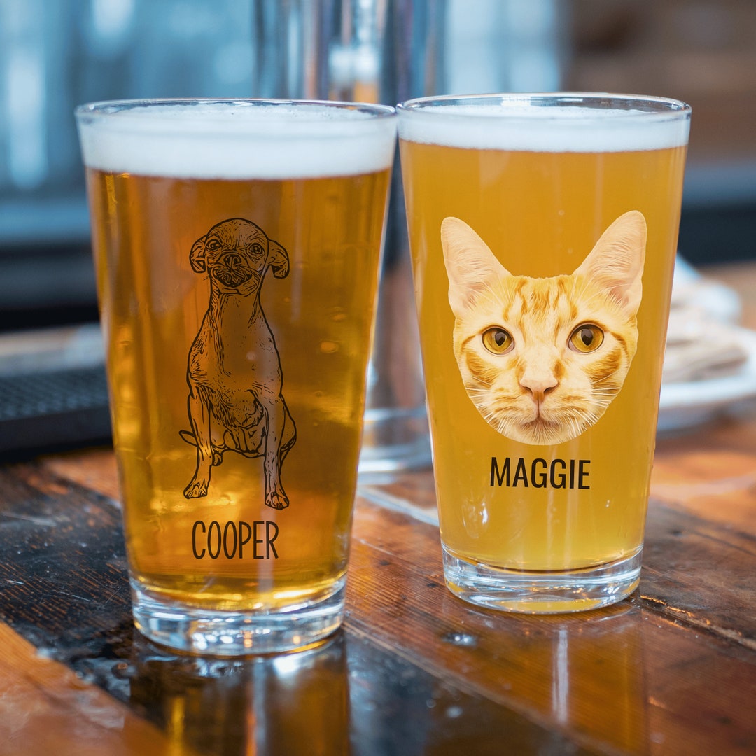 Custom Pet Pint Glass With Photo and Name • Dog Beer Glass ...