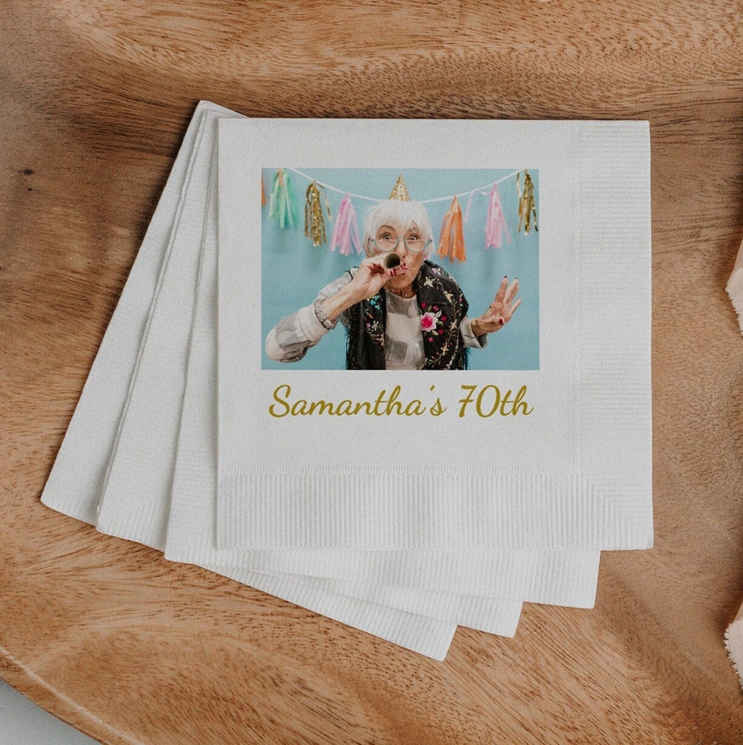 Custom Birthday Party Napkins With Photo • Personalized Cocktail ...