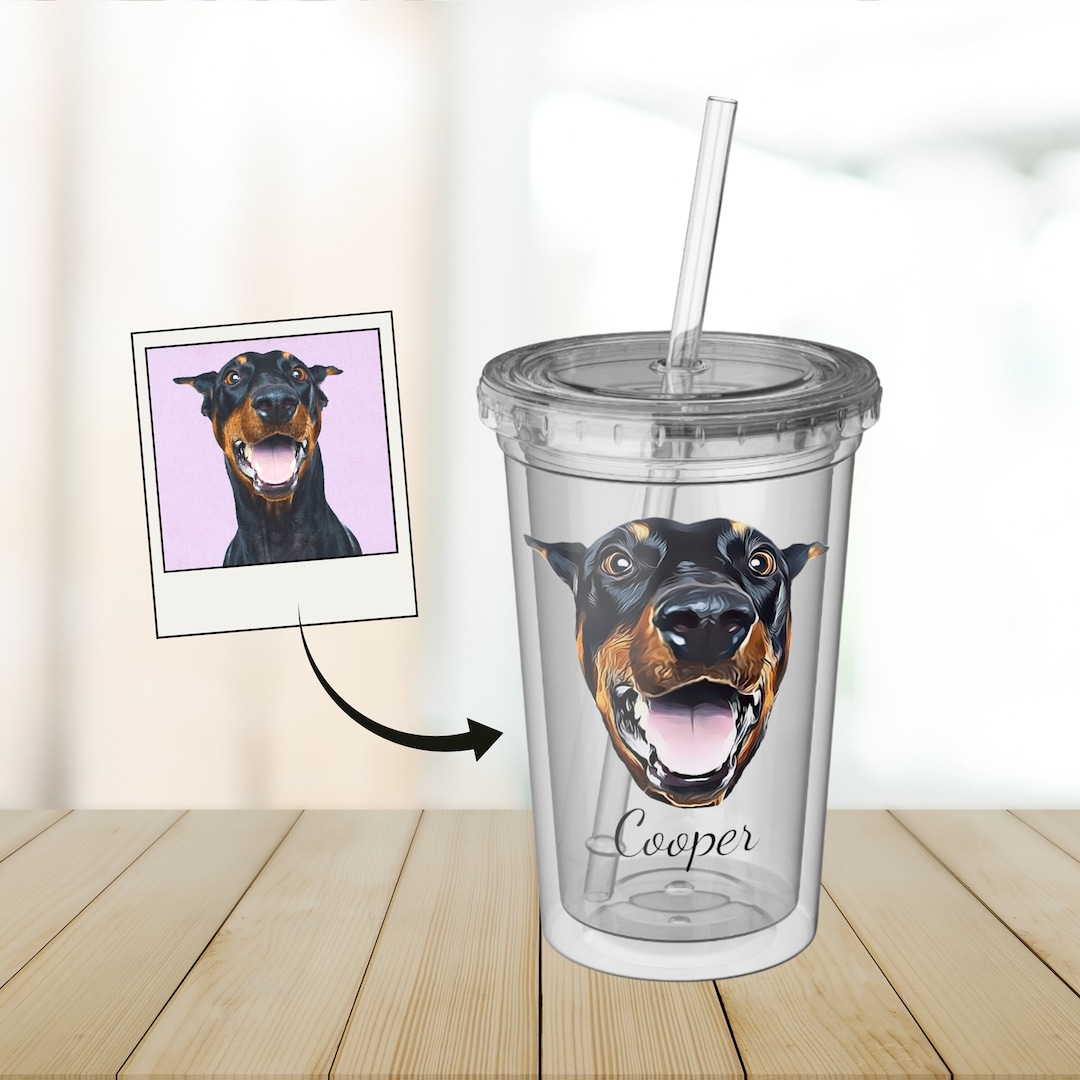 Custom Pet Iced Coffee Cup (16 Oz) • Personalized Dog Cup With Lid ...