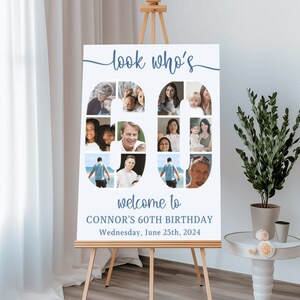 Custom 60th Birthday Photo Collage Sign With Stand • Look Who's 60 ...