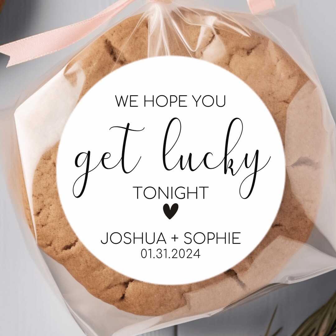 We Hope You Get Lucky Tonight Wedding Stickers • Round White Matte ...