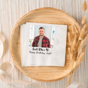 Custom Birthday Party Napkins With Photo Personalized Cocktail Napkins ...