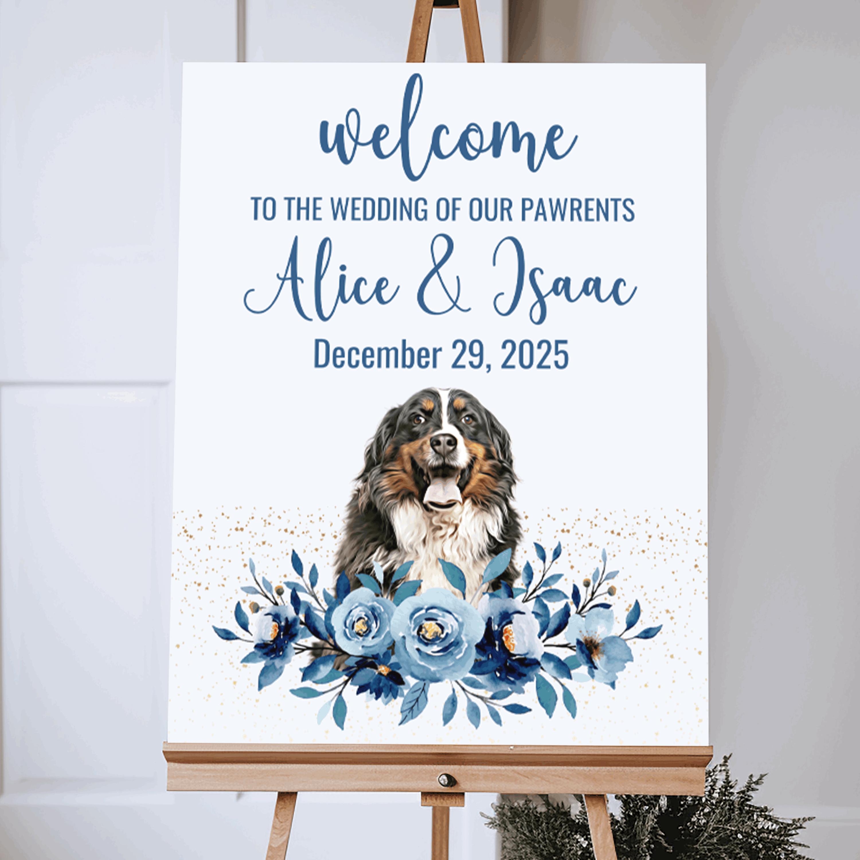 Custom Pet Wedding Welcome Sign With Stand • Personalized Wedding Board ...