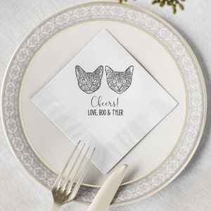 Custom Cat Wedding Napkins • Personalized Cocktail Napkins With 1 2 3 ...