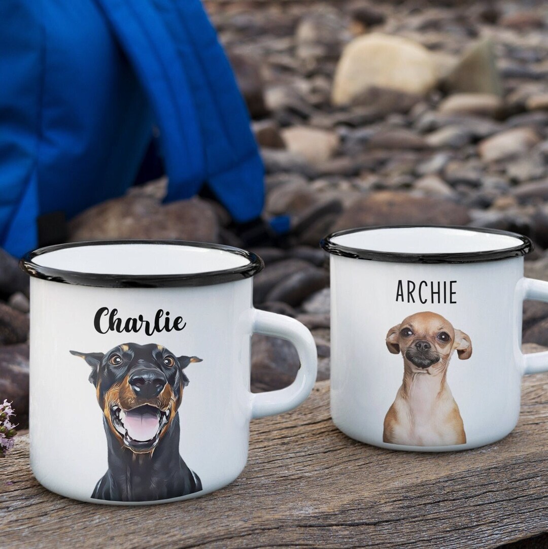 Custom Pet Enamel Camp Mug With Photo and Name • Dog Photo Campfire Mug ...