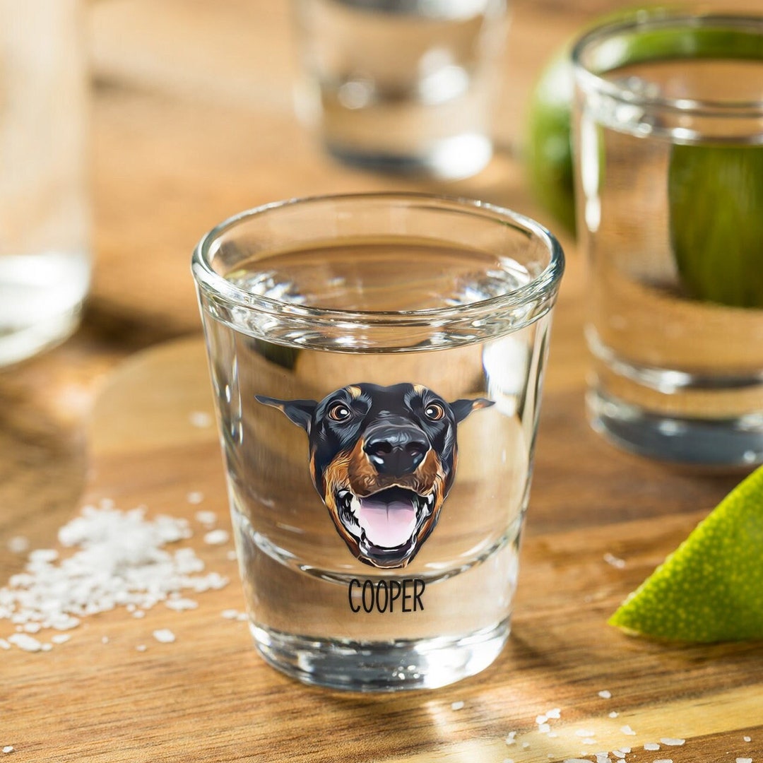 Custom Dog Shot Glass From Photo • Personalized Pet Portrait Shot Glass ...
