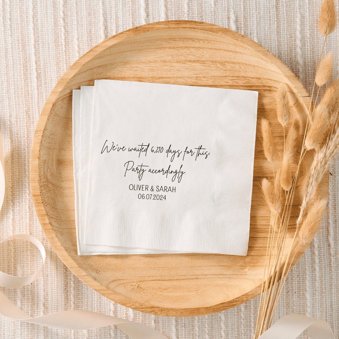 Custom Wedding Napkins Personalized Cocktail Napkins Anniversary ...
