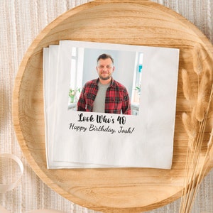 Custom Birthday Party Napkins With Photo Personalized Cocktail Napkins ...