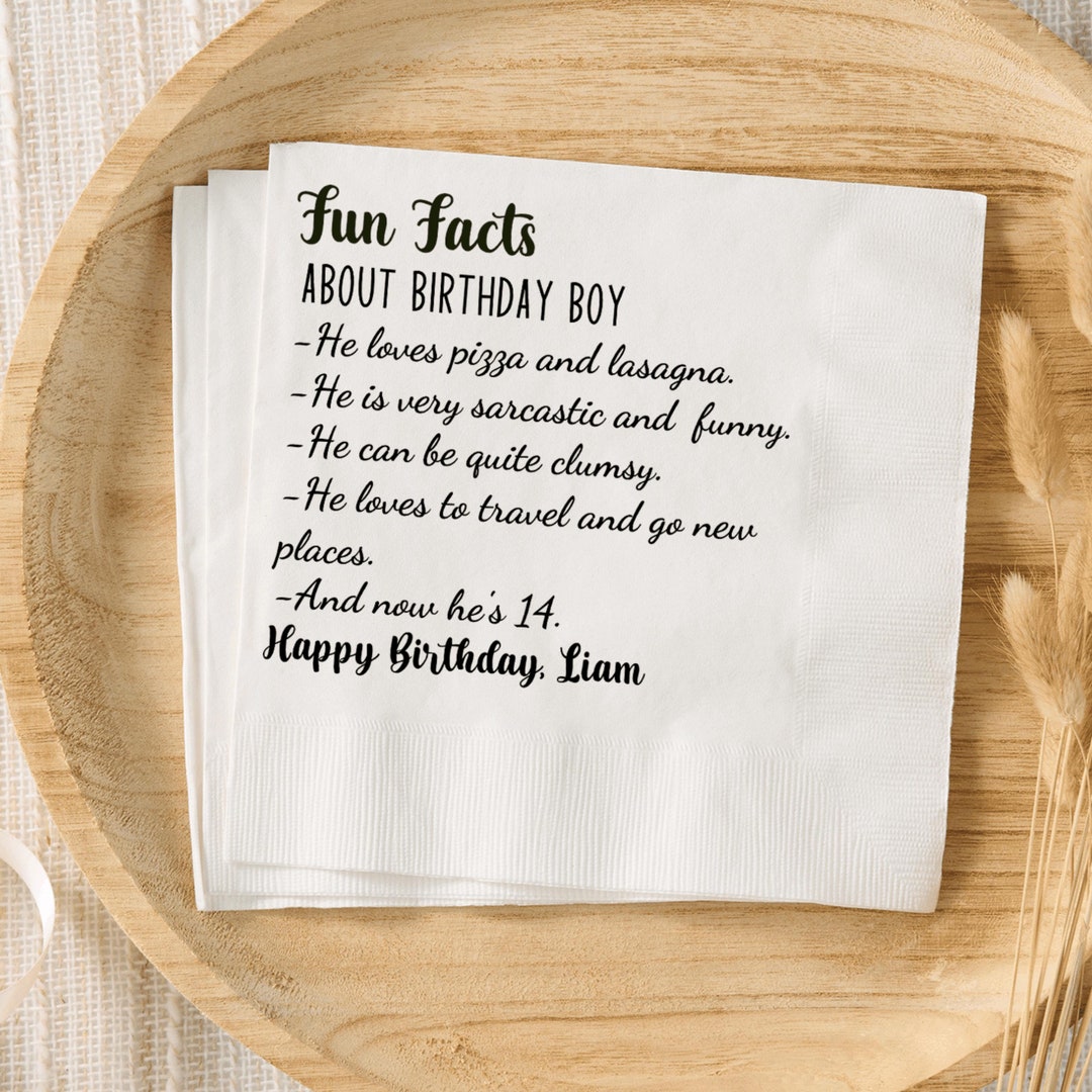 Fun Facts About Birthday Boy/girl Custom Napkins Personalized 30th ...