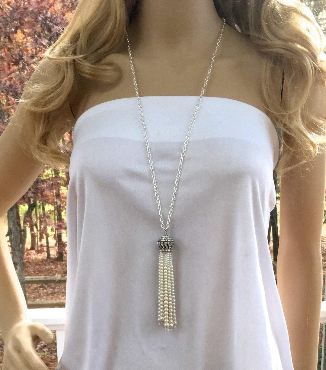 Art Deco Pearl Necklace, Great Gatsby Flapper Necklace, Downton Abbey ...