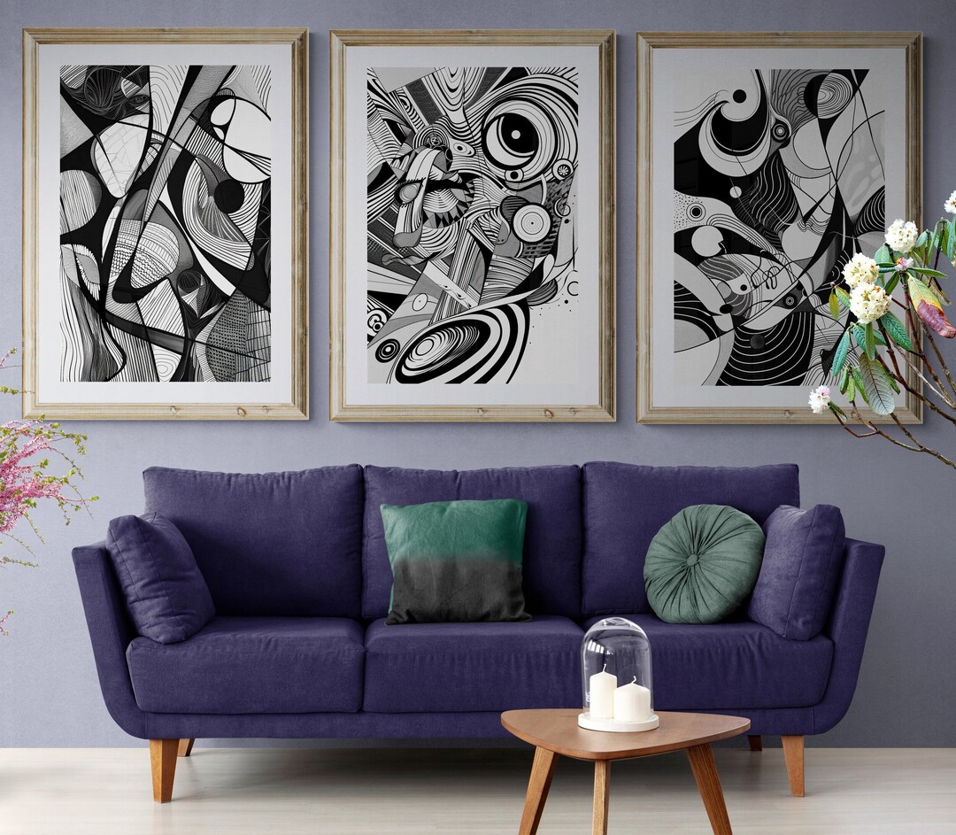 3 Piece Poster Set | Large Black & White Bundle Wall Art Downloadable ...