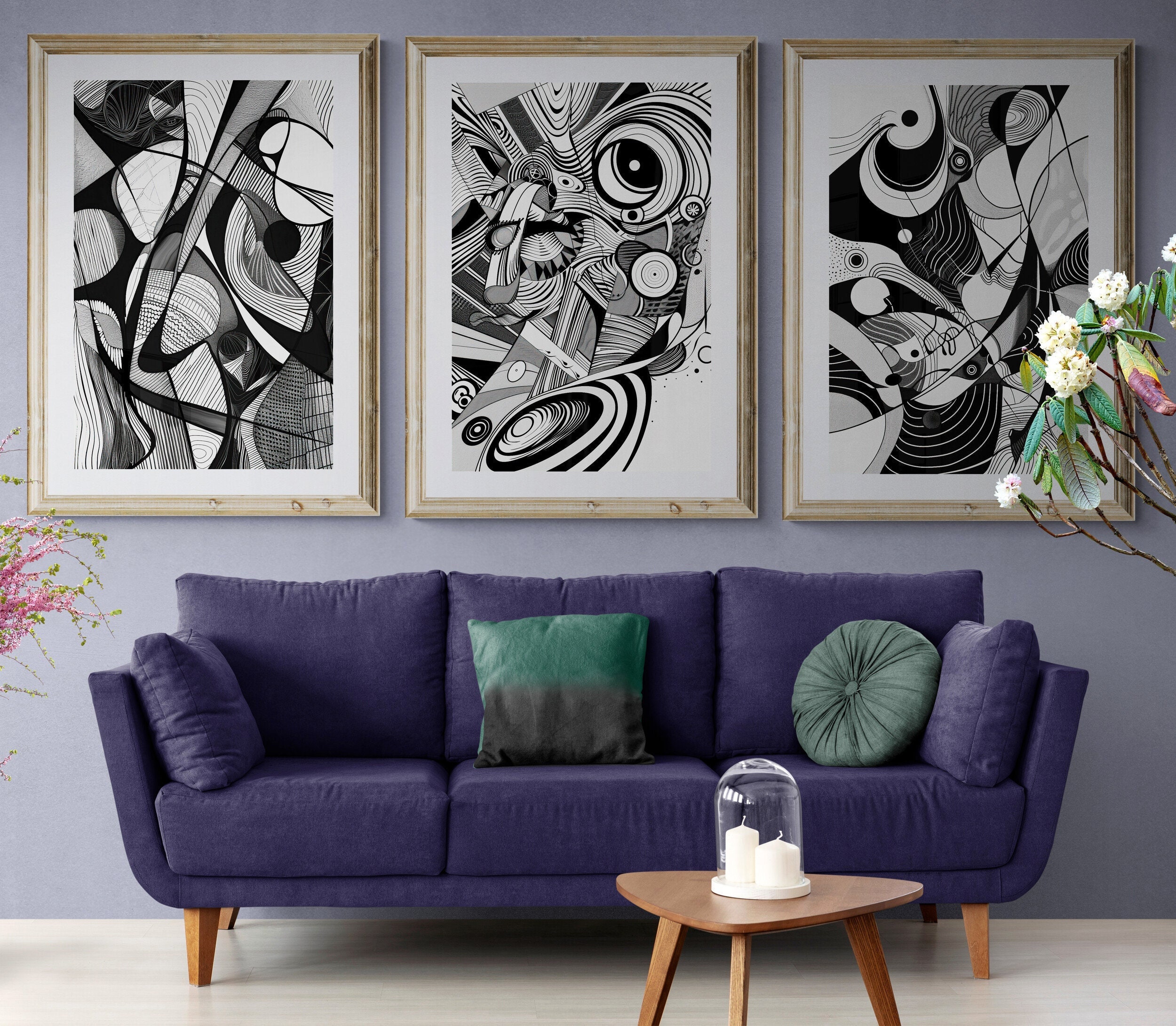 3 Piece Poster Set Large Black & White Bundle Wall Art Downloadable ...