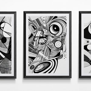 3 Piece Poster Set | Large Black & White Bundle Wall Art Downloadable ...