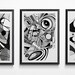 3 Piece Poster Set Large Black & White Bundle Wall Art Downloadable ...