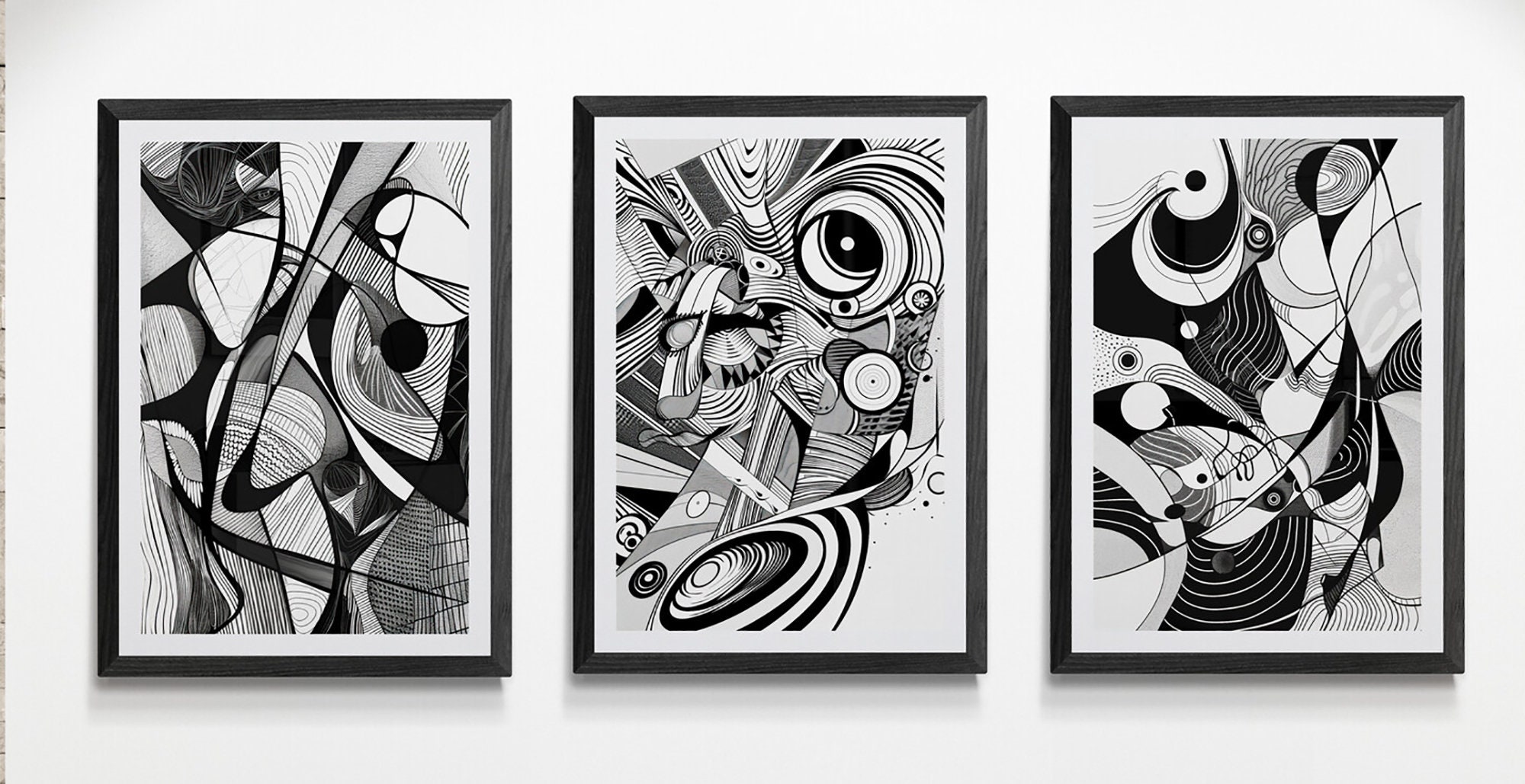 3 Piece Poster Set Large Black & White Bundle Wall Art Downloadable ...