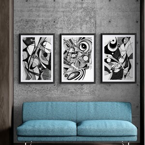 3 Piece Poster Set | Large Black & White Bundle Wall Art Downloadable ...