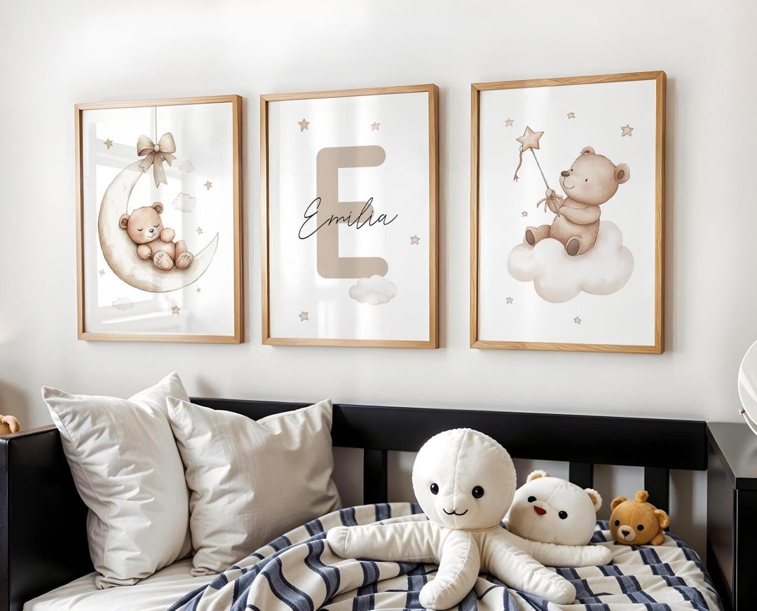 Set of 3 Children's Room Posters, Forest Animals, Baby Room Poster Set ...