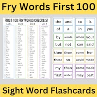 1,000 Fry Sight Word Flashcards in a ZIP File. Pre-k Through 5th Grade ...