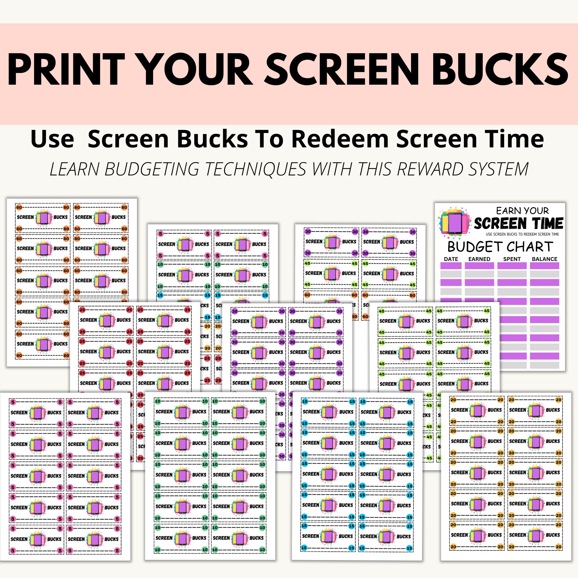 Screen Time Reward System, Screen Bucks, Manage Screen Time, Routine ...