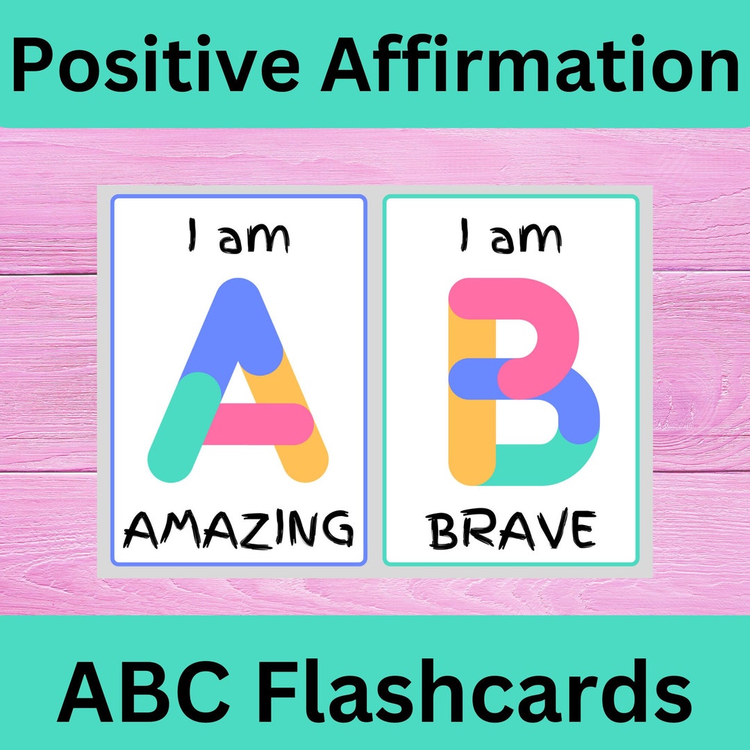Positive Affirmation ABC Flashcards, ABC Flashcards, Positive ...