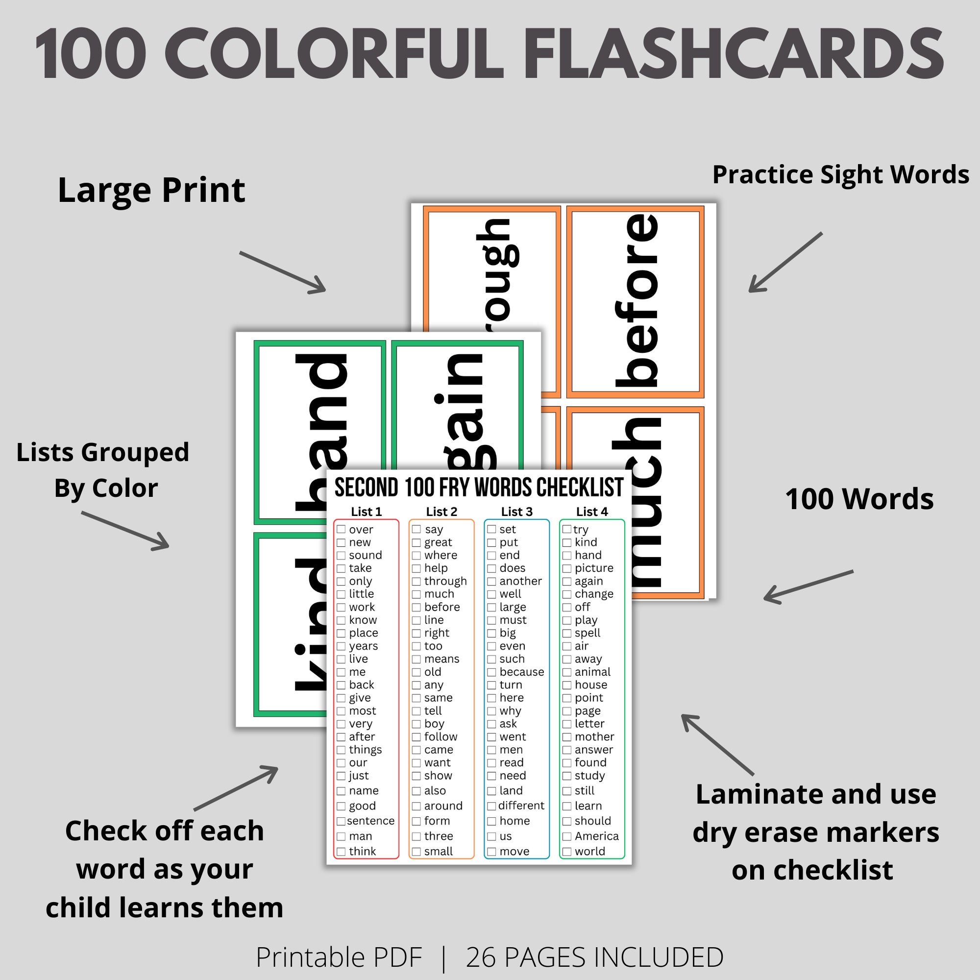 Fry Words Second 100 Sight Words Flashcards: Homeschool Learning ...