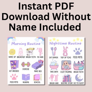 Editable Morning & Nighttime Routine Chart, Routine Chart, Checklist ...