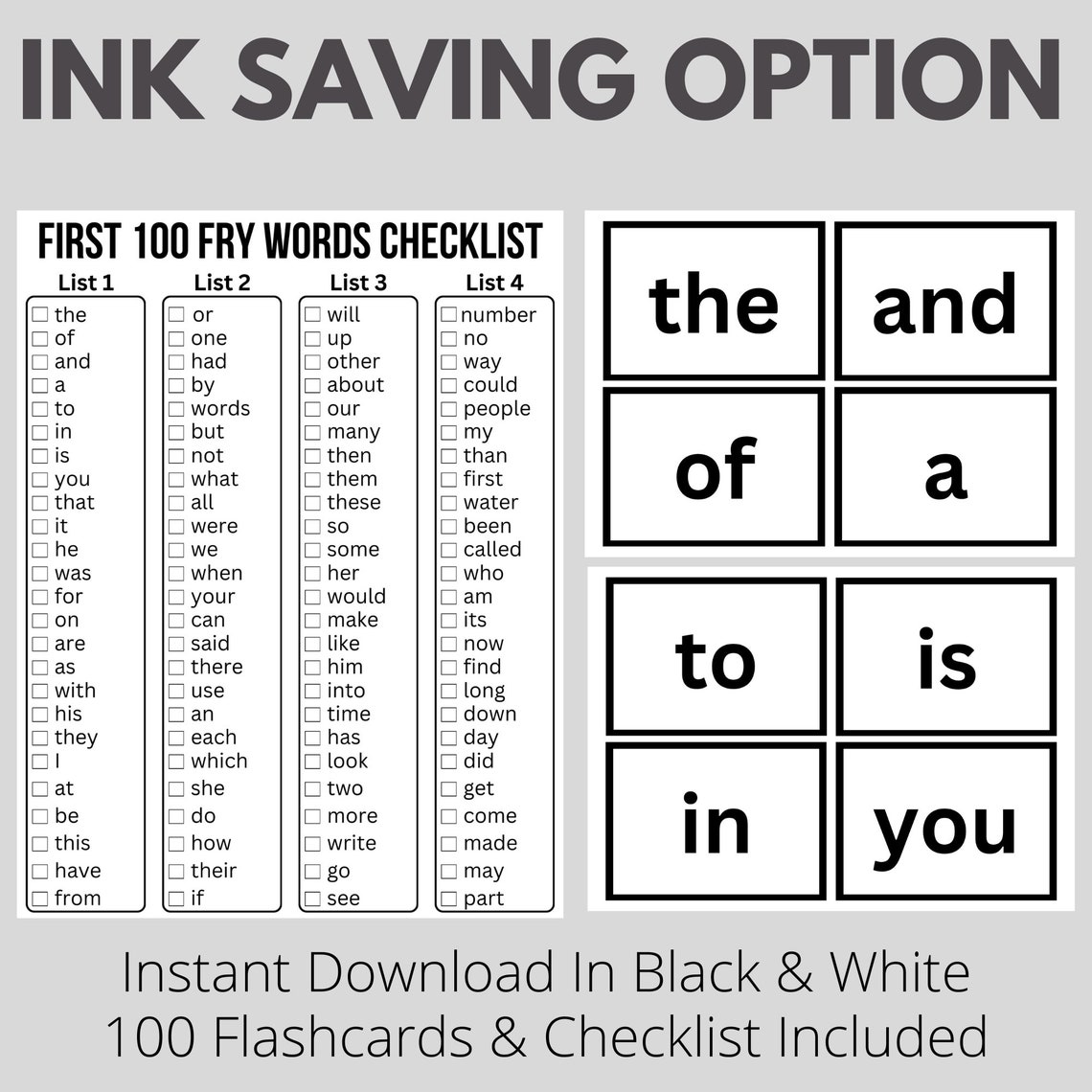 Fry Words First 100 Sight Word Flashcards: Homeschool Kindergarten - Etsy