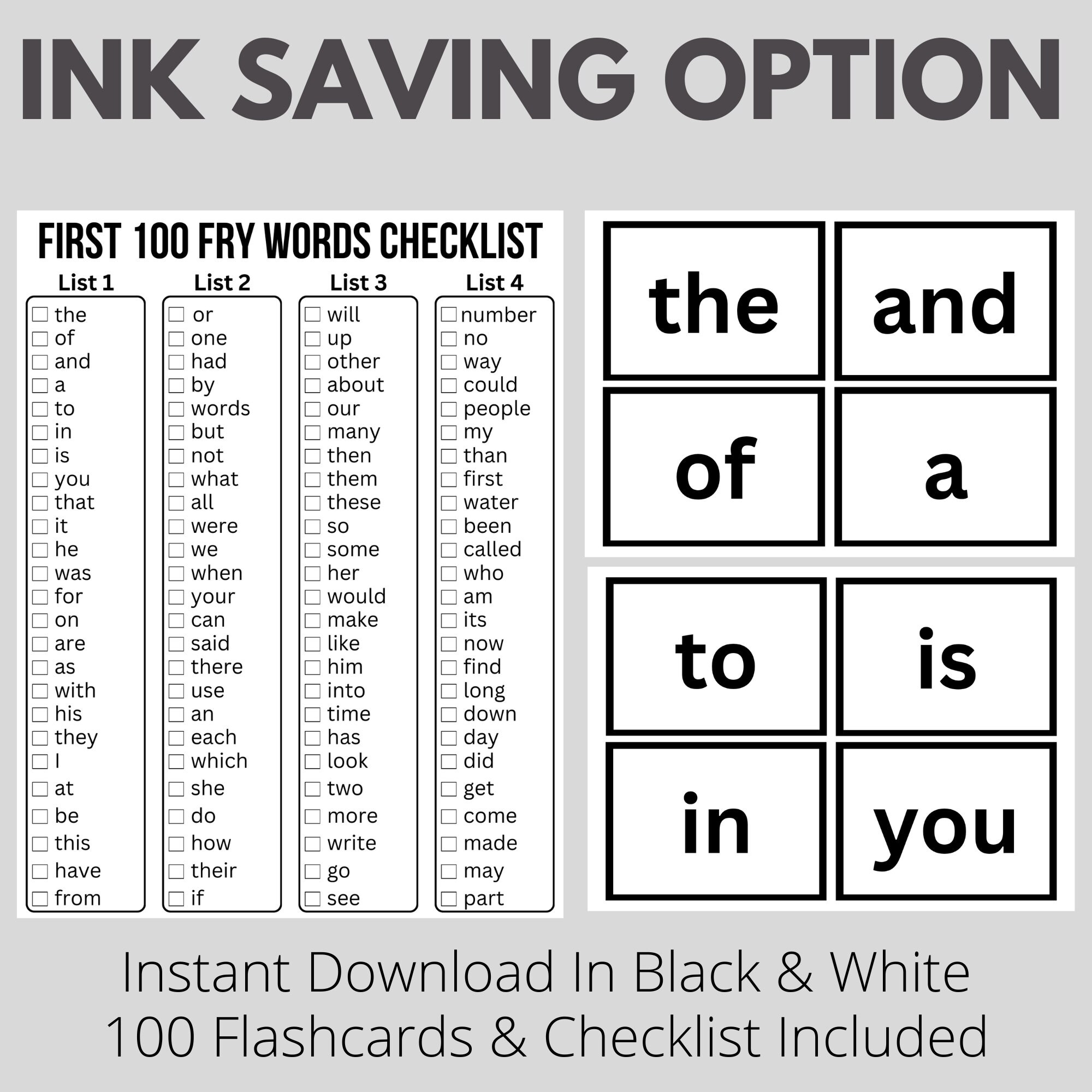 Fry Words First 100 Sight Word Flashcards: Homeschool Kindergarten - Etsy