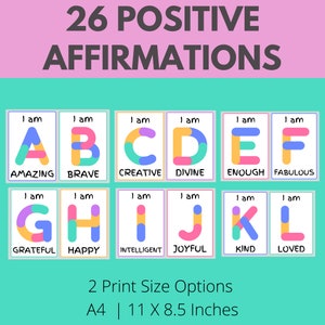 Positive Affirmation ABC Flashcards, ABC Flashcards, Positive ...
