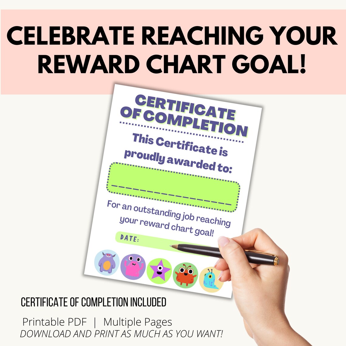 Printable Monster Reward Chart, Preschool Printable, Routine Chart ...