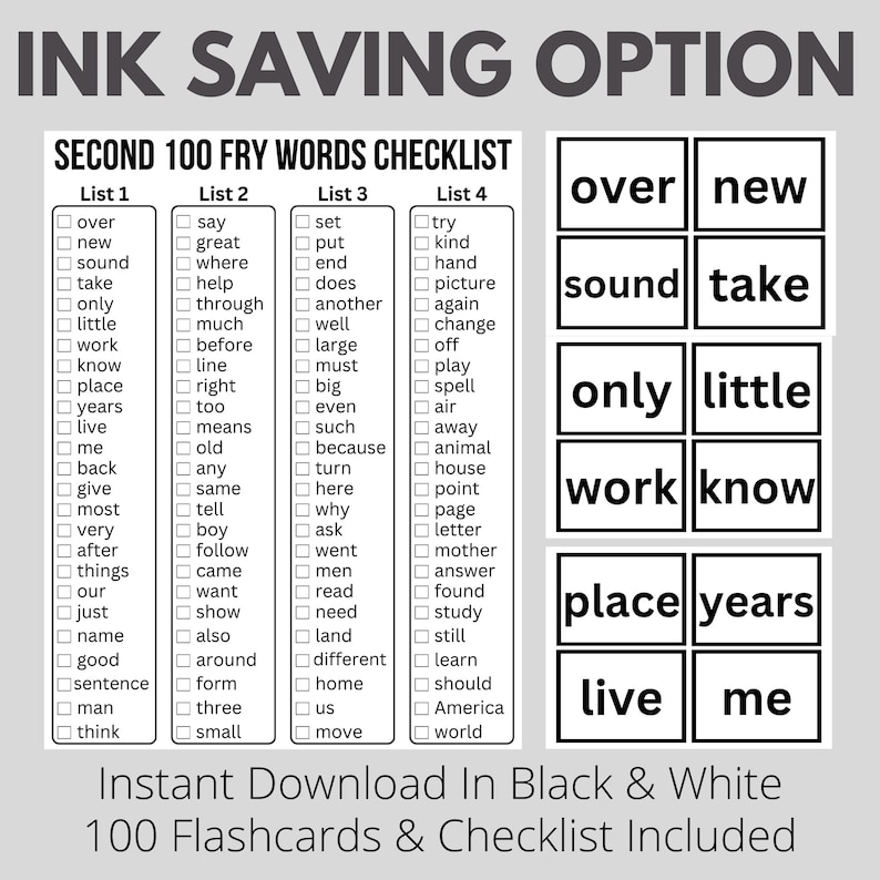 Fry Words Second 100 Sight Words Flashcards: Homeschool Learning ...