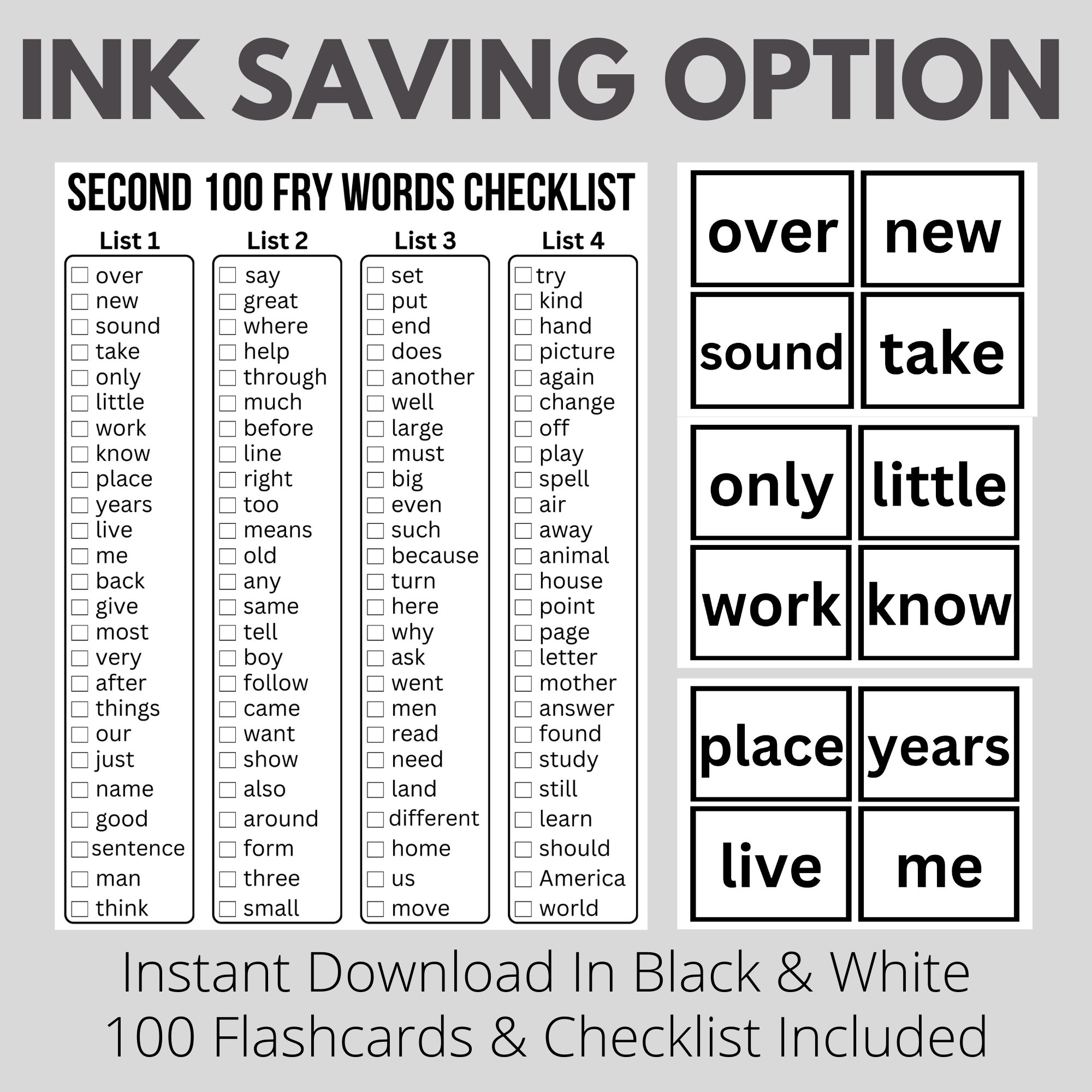 Fry Words Second 100 Sight Words Flashcards: Homeschool Learning ...