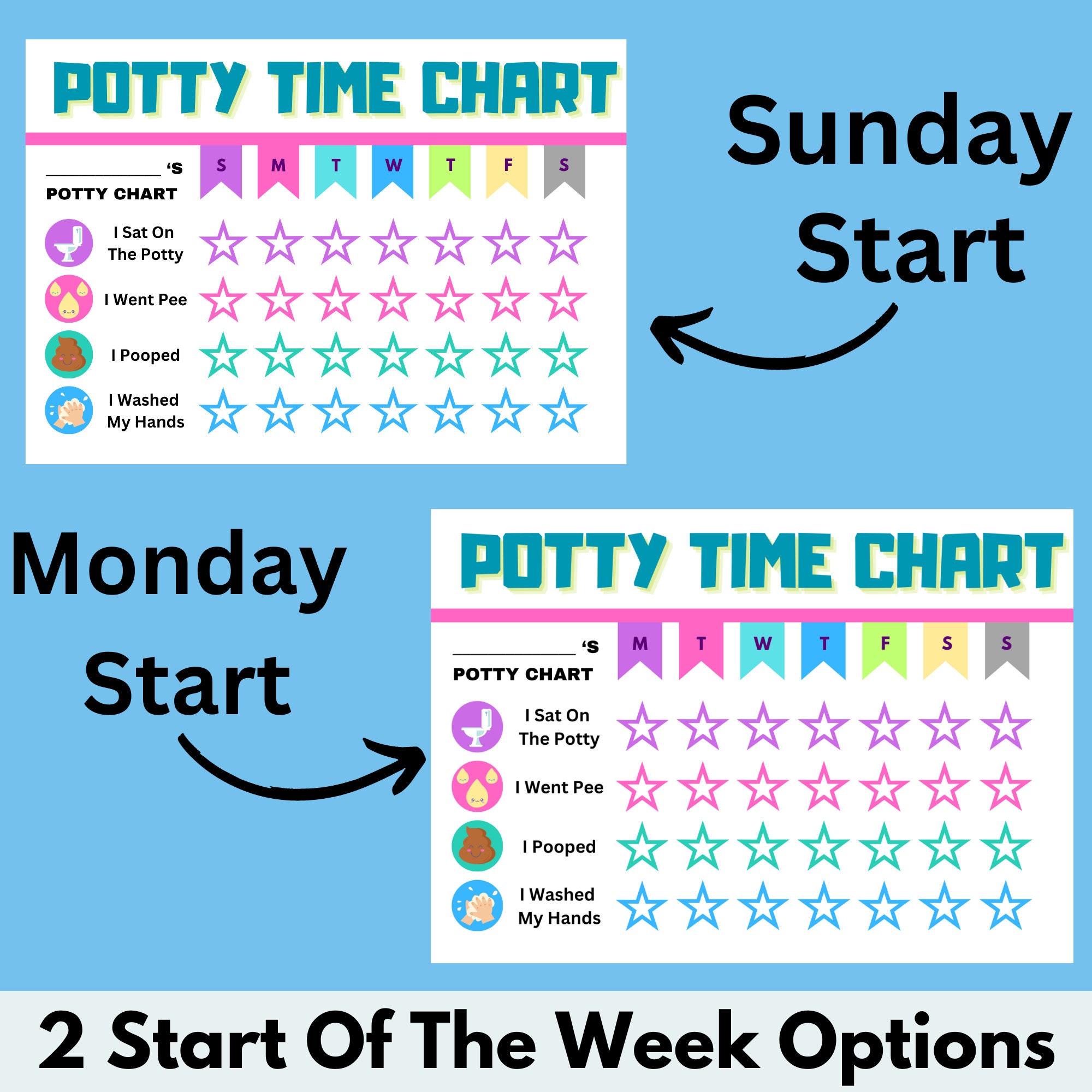 Potty Training Chart, Toddler Chart, Reward Chart, Digital Instant ...