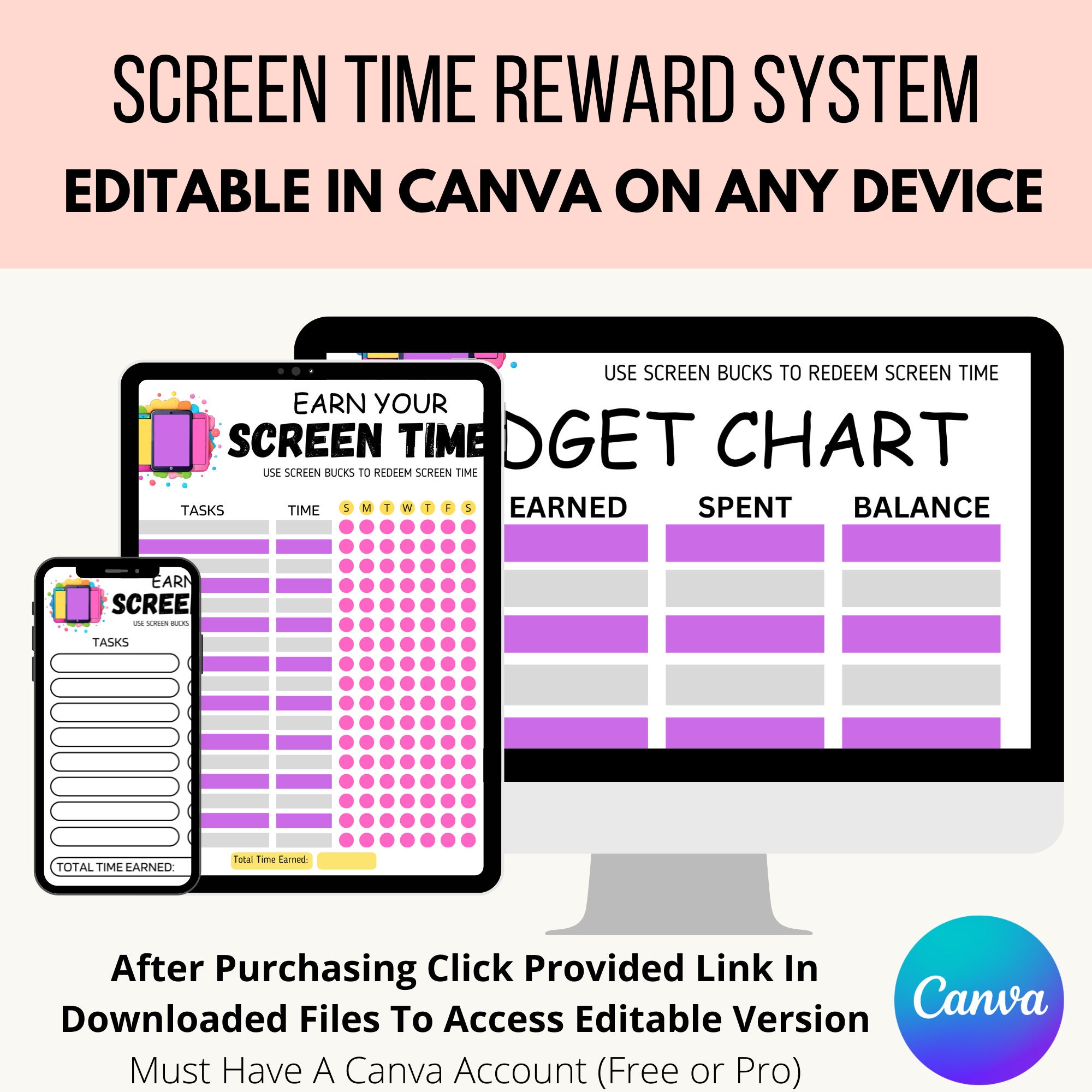Screen Time Reward System, Screen Bucks, Manage Screen Time, Routine ...